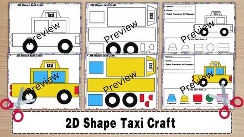2D Shape Taxi Craft | Transportation Math Activity | Cut, Paste & Shape ...