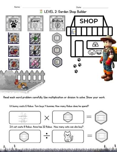 Roblox Garden Tycoon – Level 2 Math Worksheets | Multiplication ...