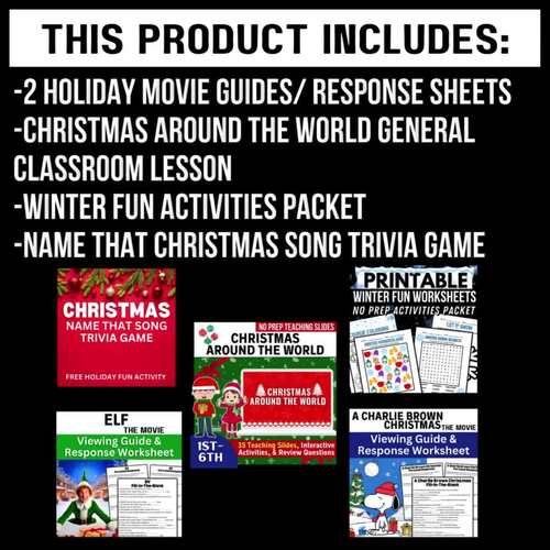 Christmas Activities Bundle & No Prep Classroom Lesson Plans Grades 1-6