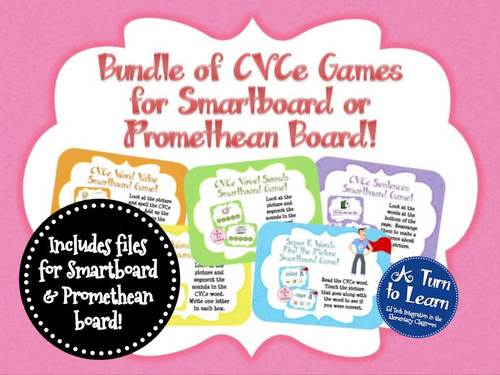 Super E / CVCe BUNDLE of 5 Smartboard or Promethean Board Games!