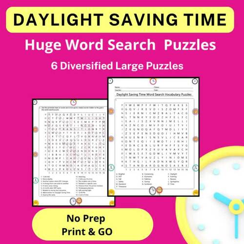 Daylight Saving Time Word Search 6 Diversified Huge Vocabulary Puzzles ...