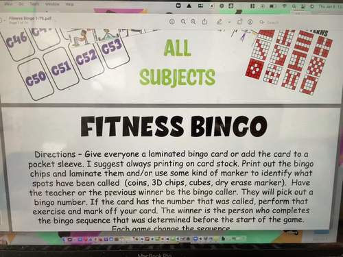 Fitness Bingo (LONG VERSION) 1-75 - ALL SUBJECTS - MOVEMENT BREAK by ...