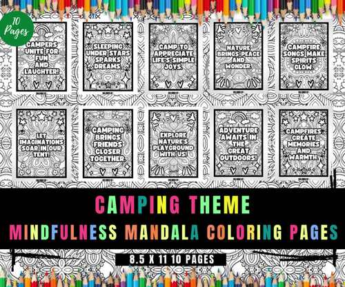 Camping Coloring Pages, Camping Theme Activities, Craft Decorations Saying