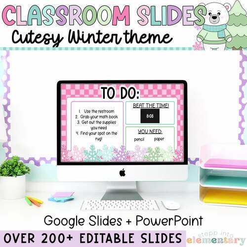 Winter Daily Slides | Cutesy Winter Slides | Management - Editable!