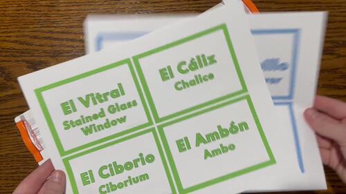 100 Catholic Vocabulary Bilingual Spanish and English Flashcards for Mass
