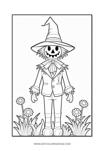Halloween Coloring Page Scarecrow Vol 5: Spooky Farm Fun Awaits! by ...
