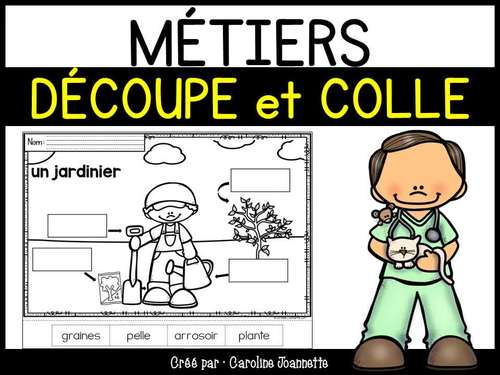 French Community Helpers / Métiers - Découpe et colle les étiquettes