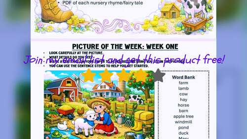 Picture of the Week Writing Vocabulary Language Building Activity ELL ...