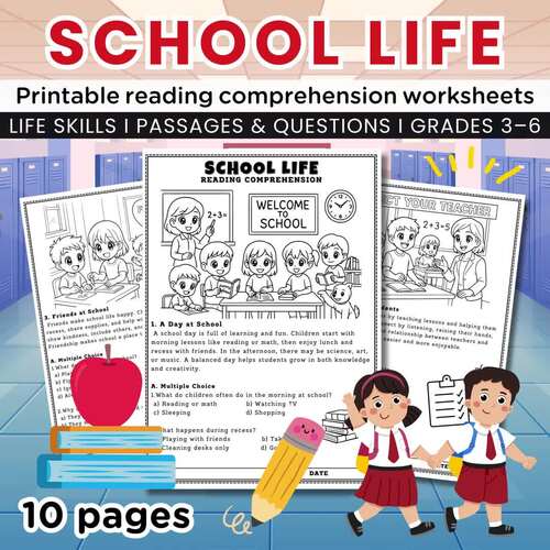 School Life Reading Comprehension Worksheets, Passages with Questions ...
