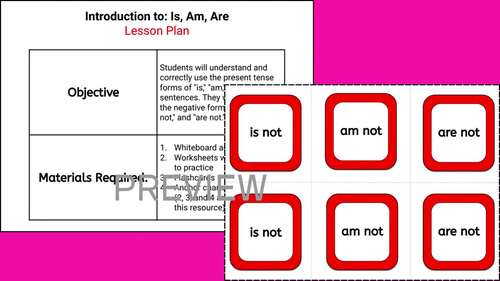 Helping Verbs Worksheets: Use of is, am, are Lesson Plan with ...