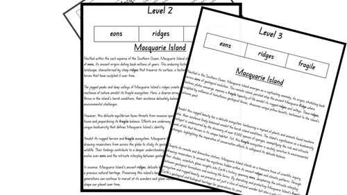 One Small Island Differentiated Fluency Passages (4 different passages)