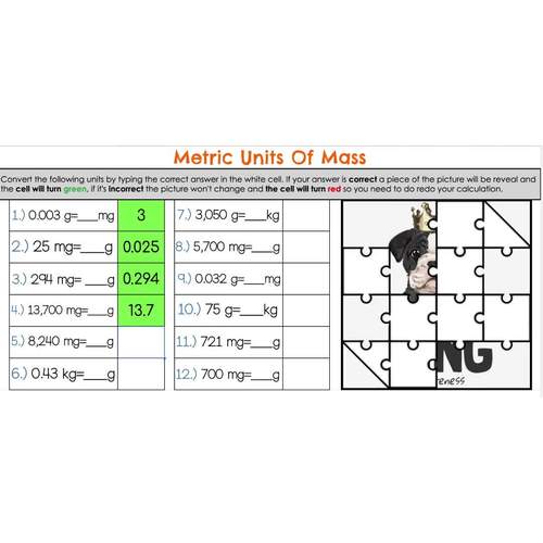 Measurement: Converting Metric Units of Mass- Digital Picture Progression