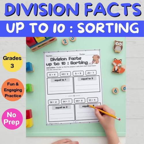 Division Facts Up to 10 Division Sorting Activity, Math Fact Practice