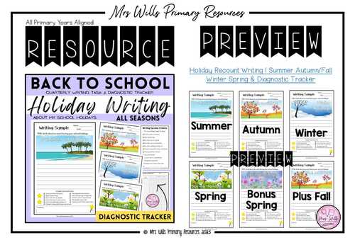 Holiday Recount Writing | Summer Autumn Fall Winter Spring & Diagnostic ...