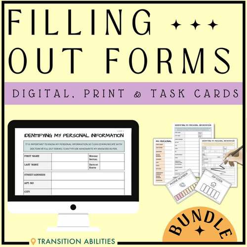 Filling Out Forms Personal Information Practice | Activity BUNDLE ...