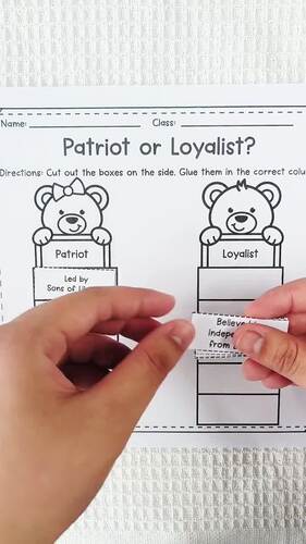 Patriot or Loyalist? Cut and Paste Sorting Activity – Engaging U.S. History