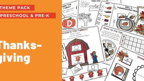 Thanksgiving Literacy & Math Centers for Preschool, Pre-K, & Kindergarten