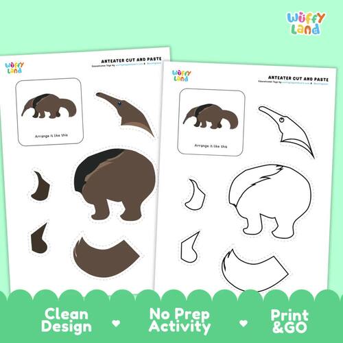 Anteater Craft Cut and Paste Activity Worksheet Rainforest Animal Letter A