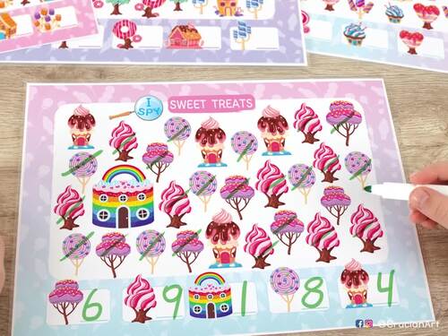 I Spy Sweet Treats Worksheets: Search, Count & Write Numbers 1-10 ...