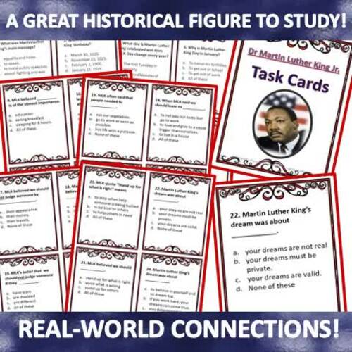 Dr. Martin Luther King Jr. MLK Task and Response Cards by Paradise ...