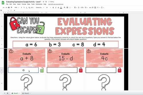 Evaluating Algebraic Expressions Digital Escape Activity Fall Theme ...