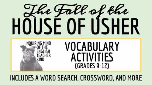 "The Fall of the House of Usher" Vocabulary Games and Activities ...