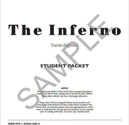 The Inferno Novel Units® Student Packet Novel Study | TPT