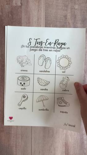 Spanish Articulation S Tic-Tac-Toe Printable by BilingualSLP LLC