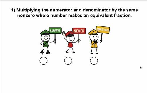 Google Slides Always, Never, Sometimes cards for Fractions review, Math ...
