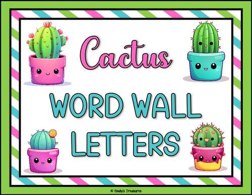 Cactus Word Wall Letters *Editable* by Cindy's Treasures | TPT