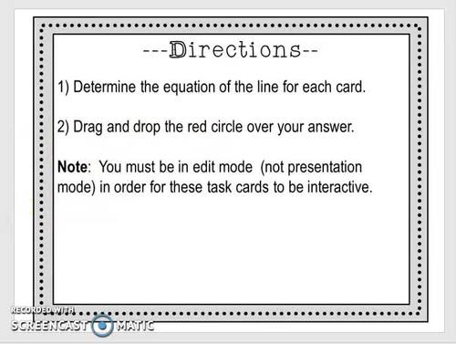Writing the Equation of a Line Task Cards, Print and Interactive Google ...