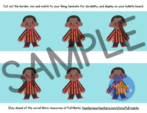 Bhutan Bulletin Board Borders, Boho Modern Printable Class Decor South Asia