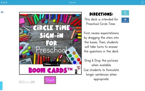 Preschool Circle Time BOOM Cards™ | Circle Time Sign-in by Speech Your Mind