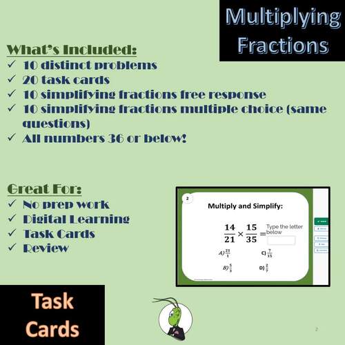 Multiplying Fractions Set 1 Boom Digital Task Cards by Grasshopper ...