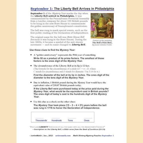 SEPTEMBER BUNDLE: 18 Middle School Math-History PDF Mini Lessons ...