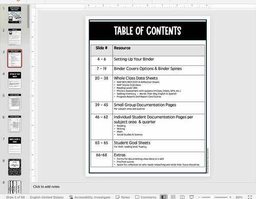 Progress Monitoring Data Binder Documentation Notes Class, Small Group ...