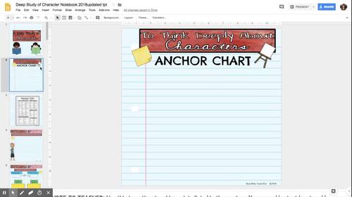 A Deep Study of Character: Digital Interactive Notebook (Google Slides)