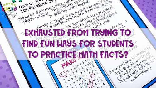 Math Fact Fluency Sums to 20-Circle the Sum Addition Games 1st & 2nd ...