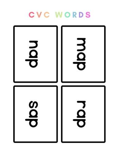 CVC Words Flash Cards by Little Rainbow School House | TPT