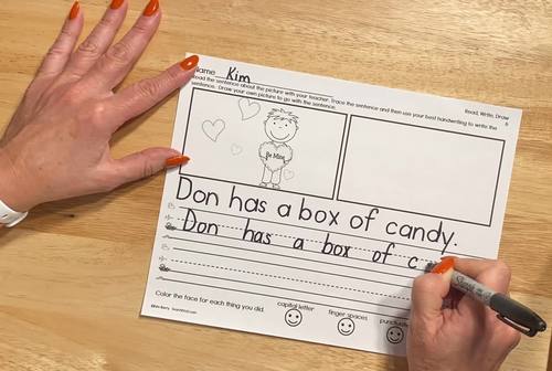 K-1 Valentine Literacy Center Activity/Trace Read & Write/Writing ...