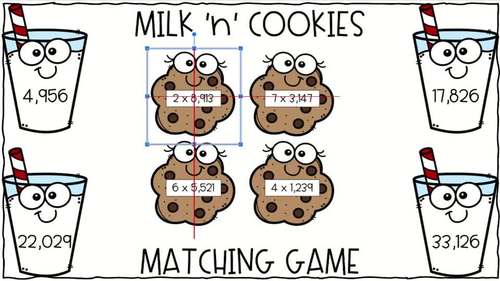 4 Digit by 1 Digit Multiplication Matching Game - Digital and Printable ...