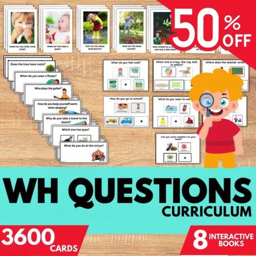Why How Where Who When What WH Question Bundle: Task Cards Adaptive ...