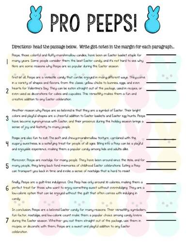 Easter Spring Paired Passage PEEPS! Compare Contrast Venn Write Multi ...
