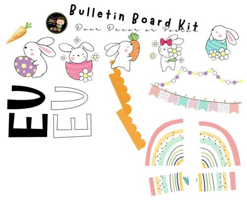 Easter Bulletin Board Kit,Every Bunny Welcome,Spring Door Decor,Editable