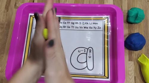 Play-Doh Alphabet Letter Mats with writing formation directional arrows