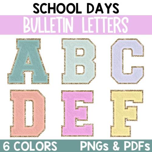 Varsity Patch Bulletin Board Letters / Varsity Clipart / Lettering Pack