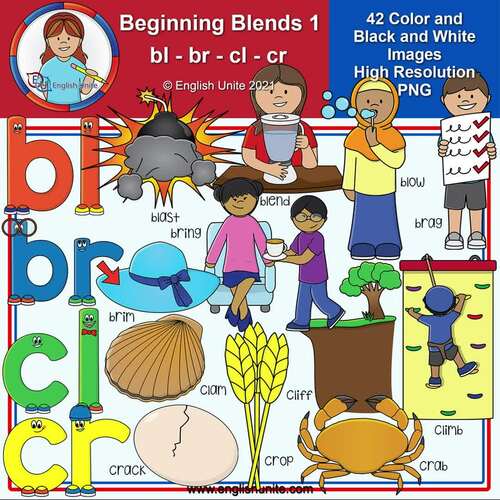 Clip Art - Beginning Blends Bundle by English Unite Clip Art | TPT
