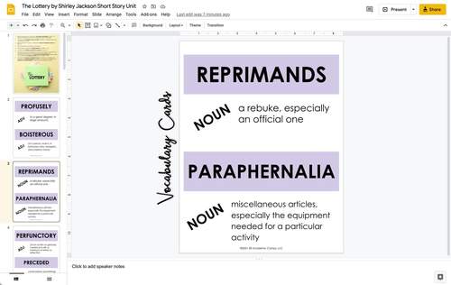 The Lottery by Shirley Jackson Short Story Unit - DIGITAL and PRINT