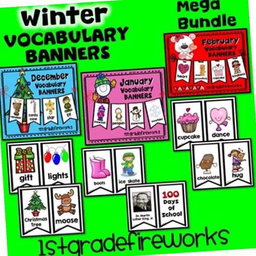 Winter Vocabulary Banner Bundle- UPDATED by 1stgradefireworks | TpT