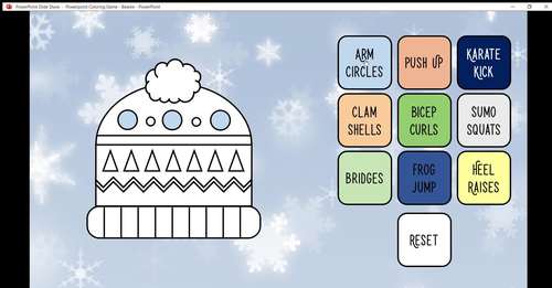 PowerPoint Coloring Gross Motor Game- Winter Hat Beanie Themed by A Pedi PT